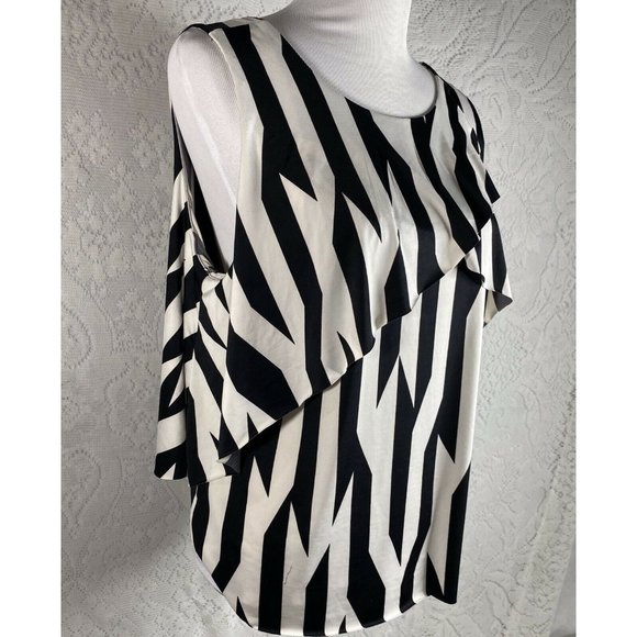 Cato | Tops | New Cato Womens Bold Blackwhite Sleeveless Layered Career ...